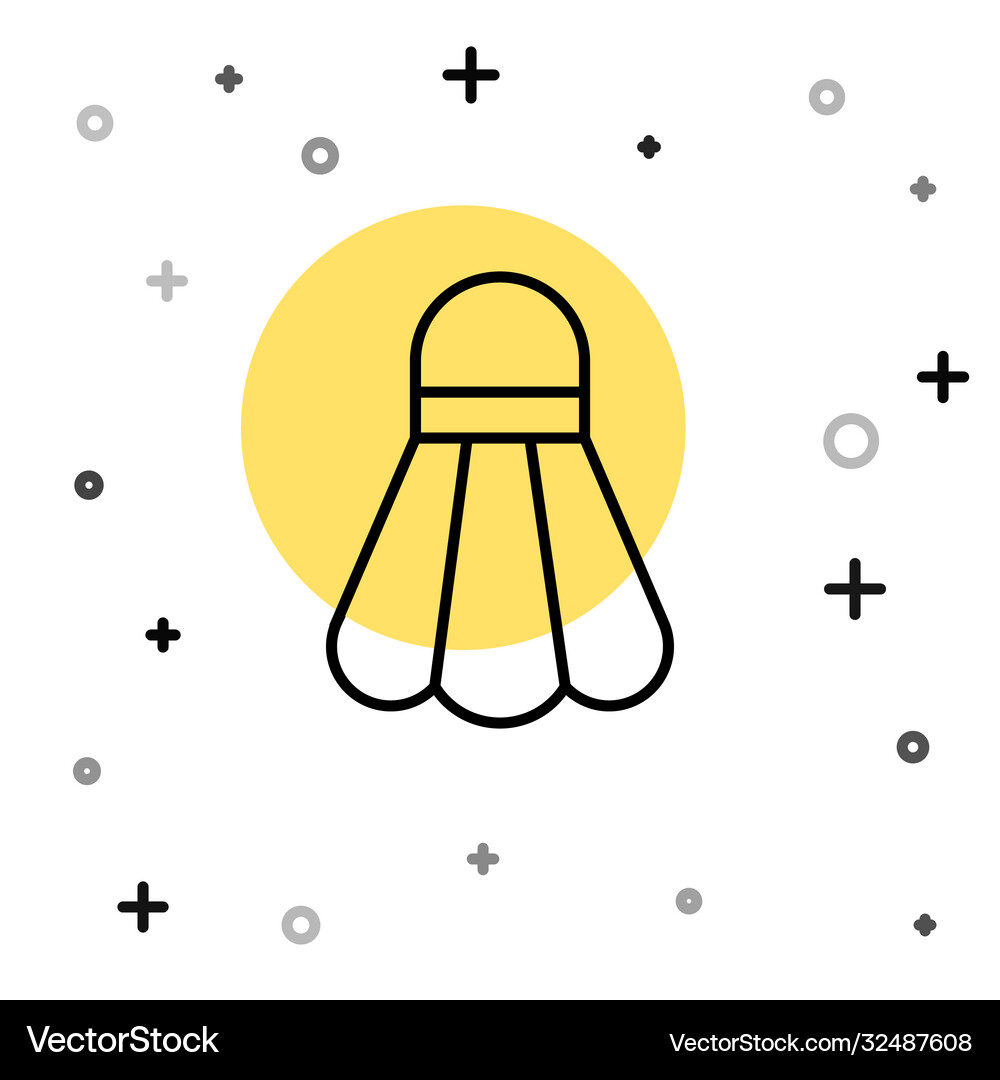 Black line badminton shuttlecock icon isolated Vector Image
