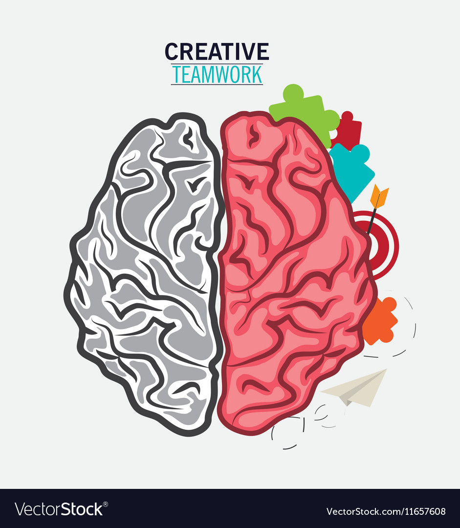 Brain of creative teamwork concept Royalty Free Vector Image