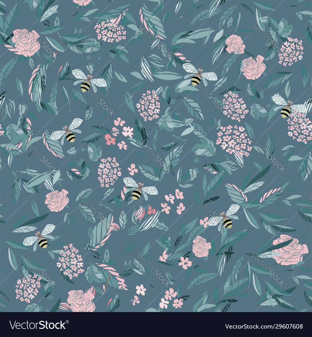 Branches flowering trees seamless pattern Vector Image
