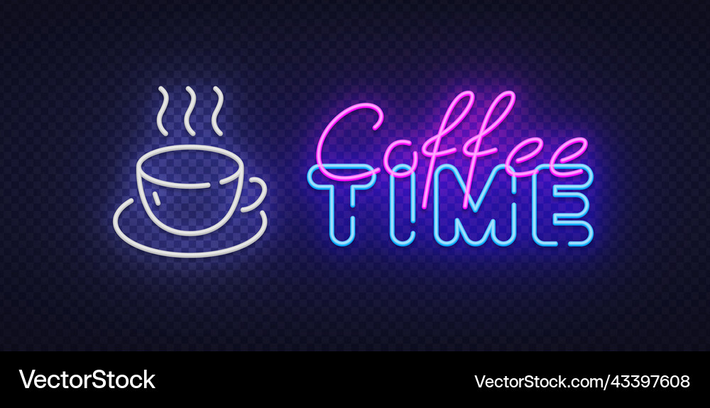 Coffee time neon for banner design vintage style Vector Image