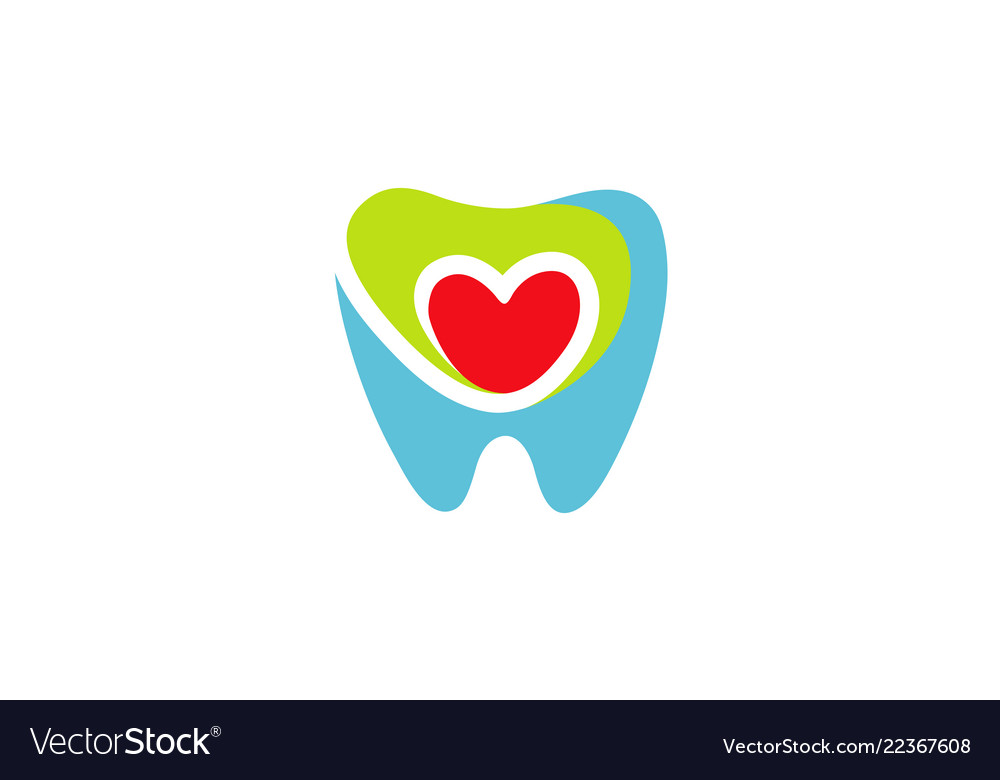 Creative teeth heart inside logo Royalty Free Vector Image