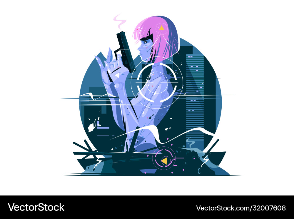 Killer woman with gun Royalty Free Vector Image