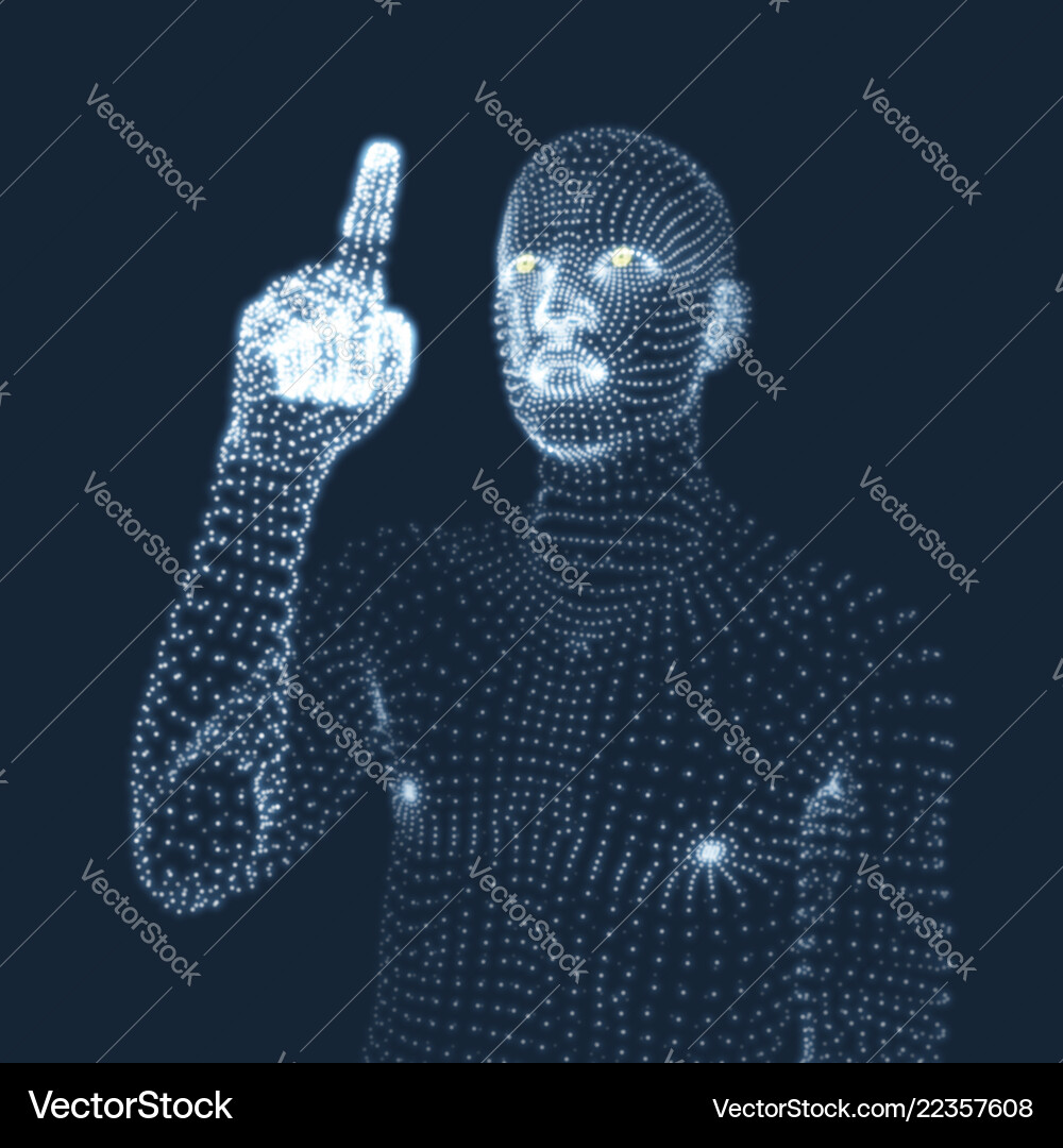 Man pointing his finger 3d model of Royalty Free Vector