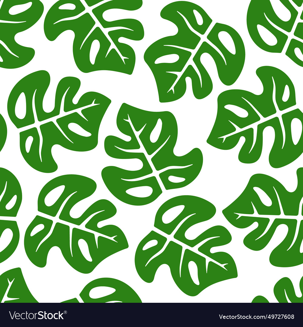 Monstera green leaf seamless pattern Royalty Free Vector