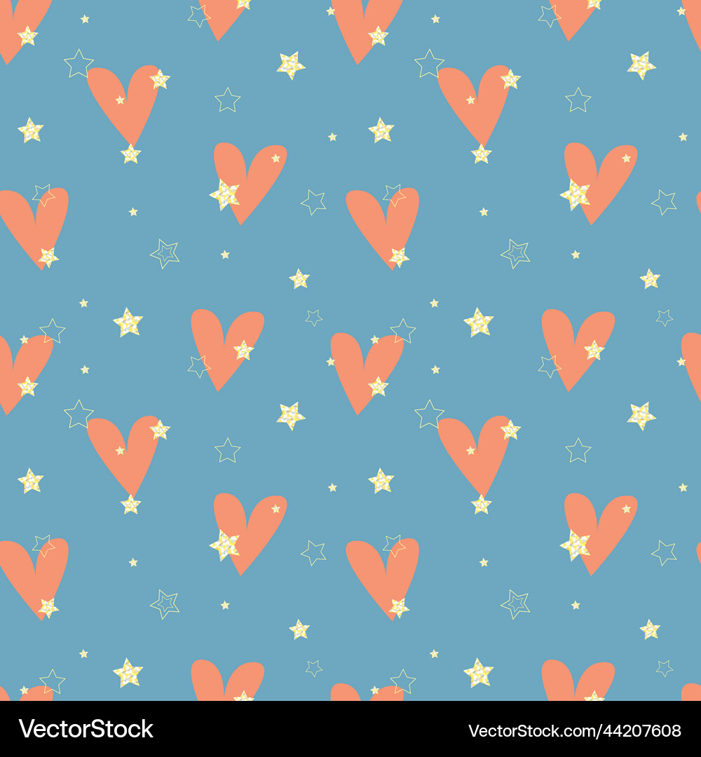 Pattern love and passion shiny gold stars Vector Image
