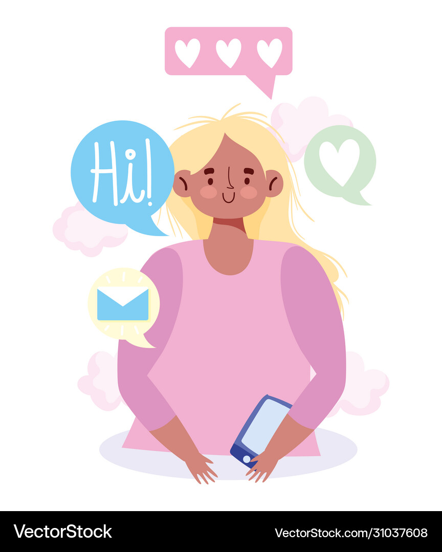People communication and technology young woman Vector Image