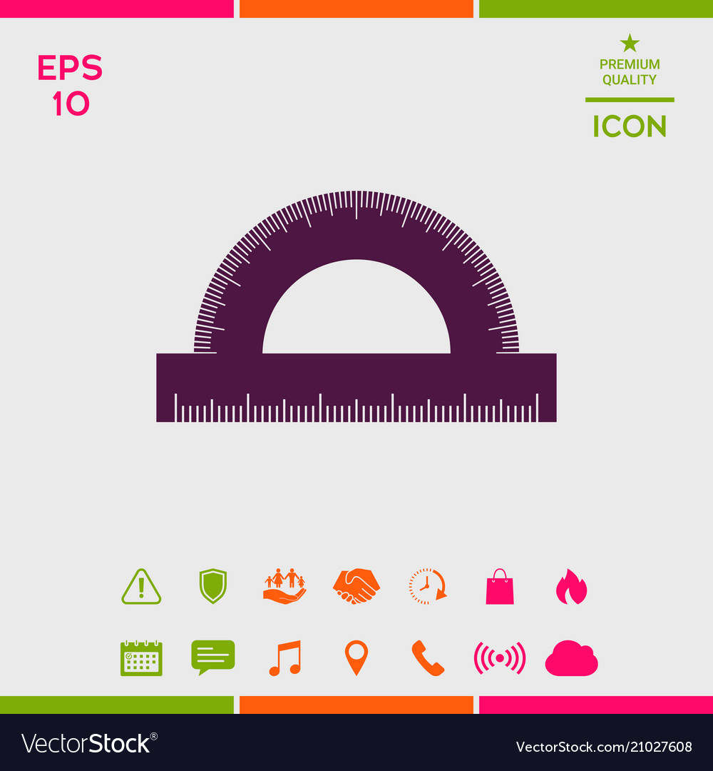 Protractor symbol icon Royalty Free Vector Image