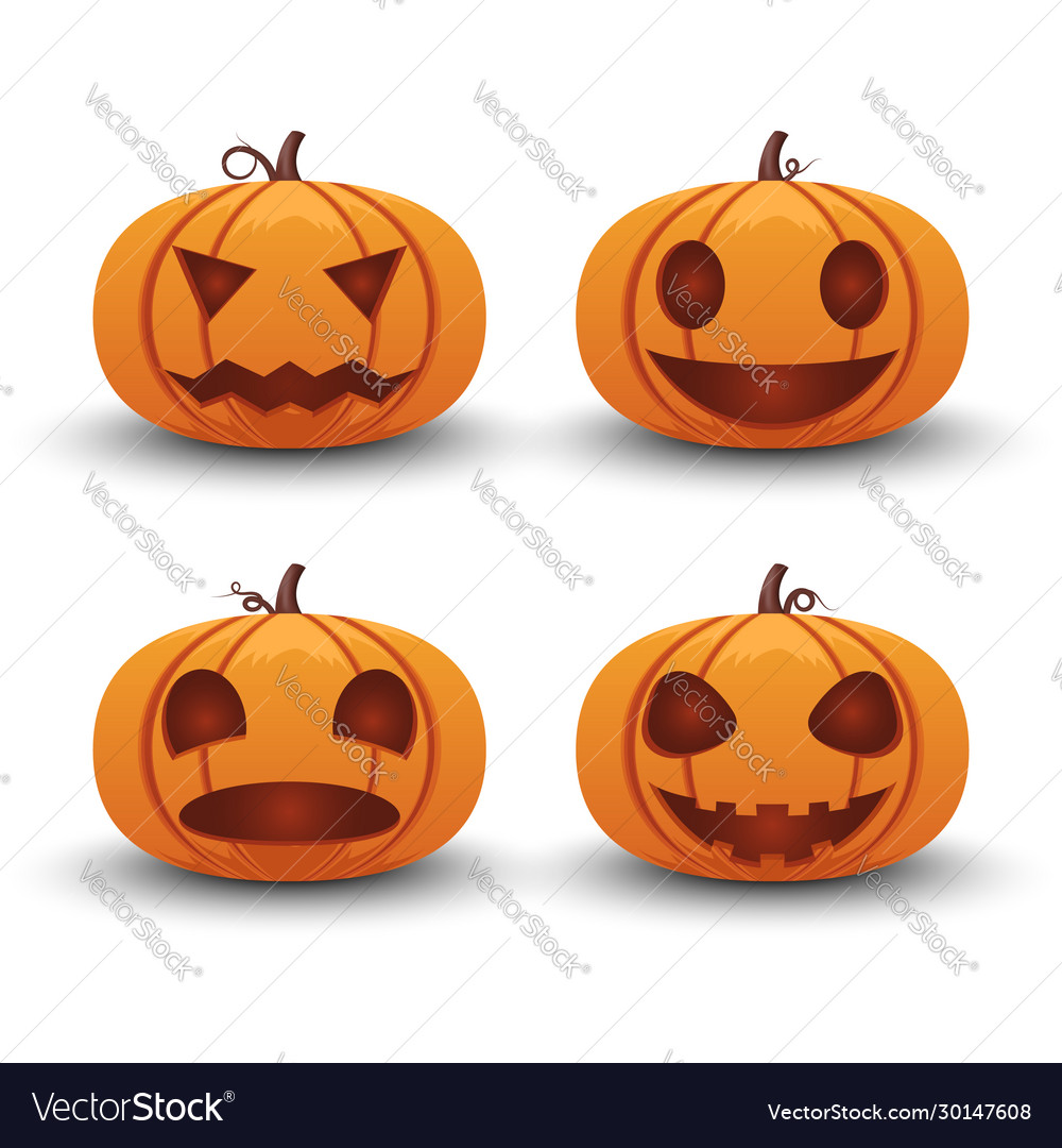 Pumpkin halloween different emotion isolated Vector Image