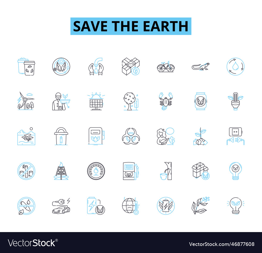 Save the earth linear icons set sustainability Vector Image