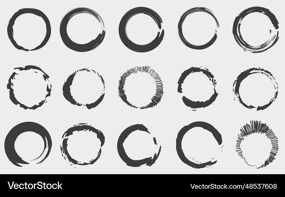Set of round brushes dark artistic Royalty Free Vector Image