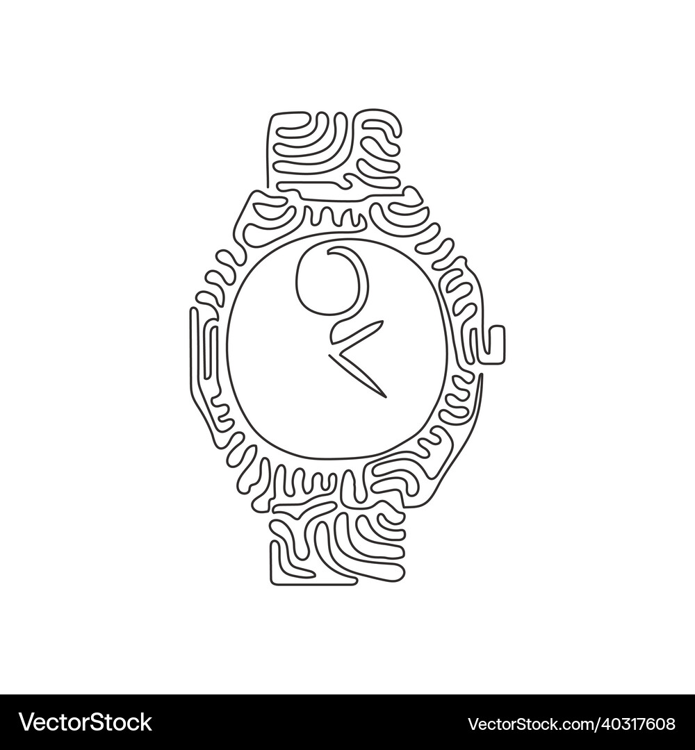 Single continuous line drawing luxury steel watch Vector Image