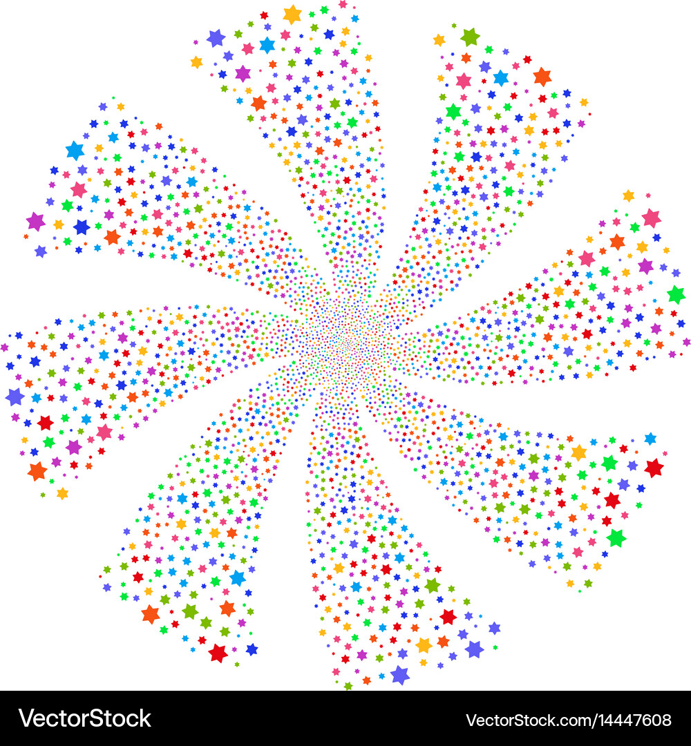Six pointed star fireworks swirl rotation Vector Image