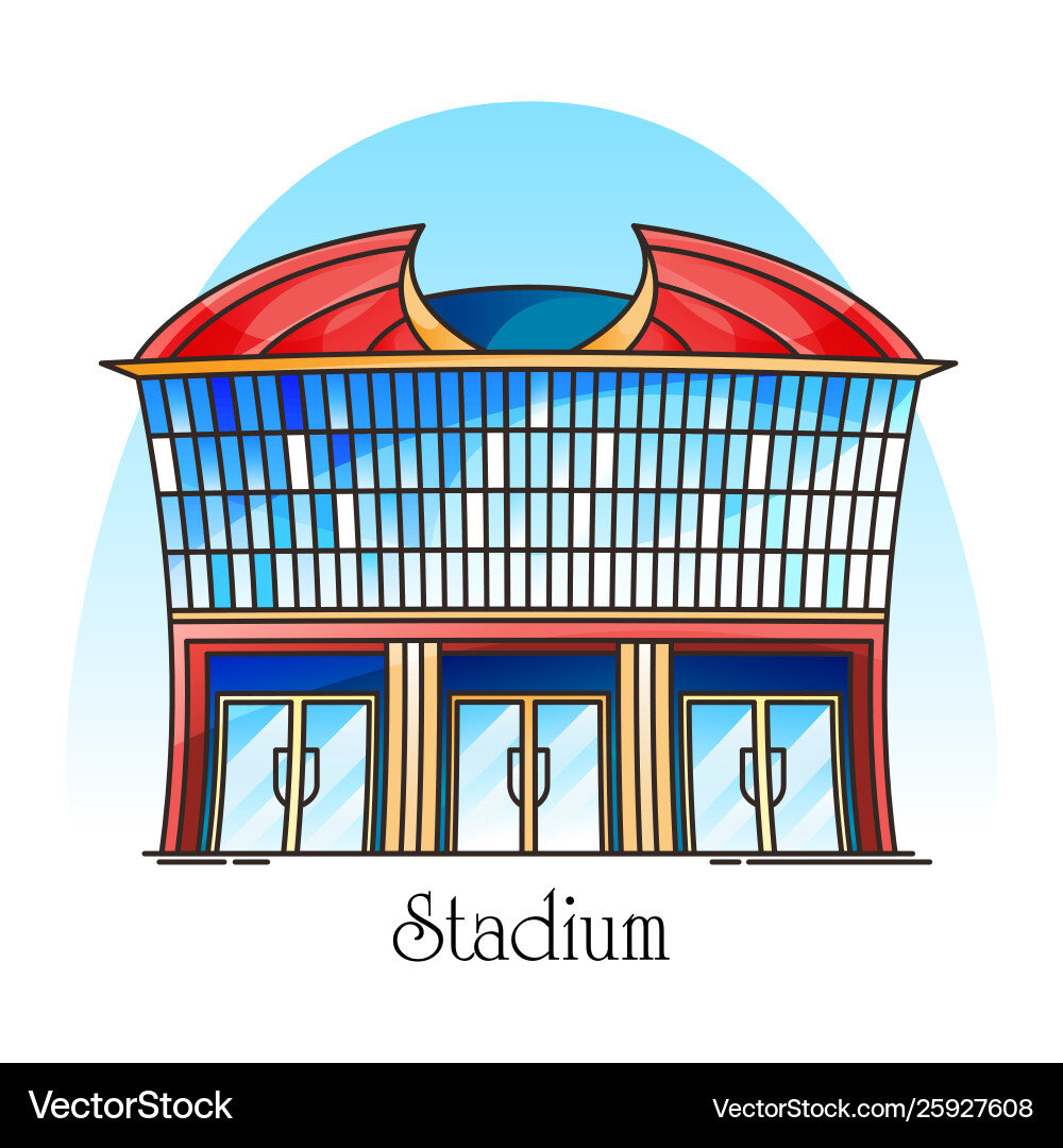 Sport stadium in thin line competition building Vector Image
