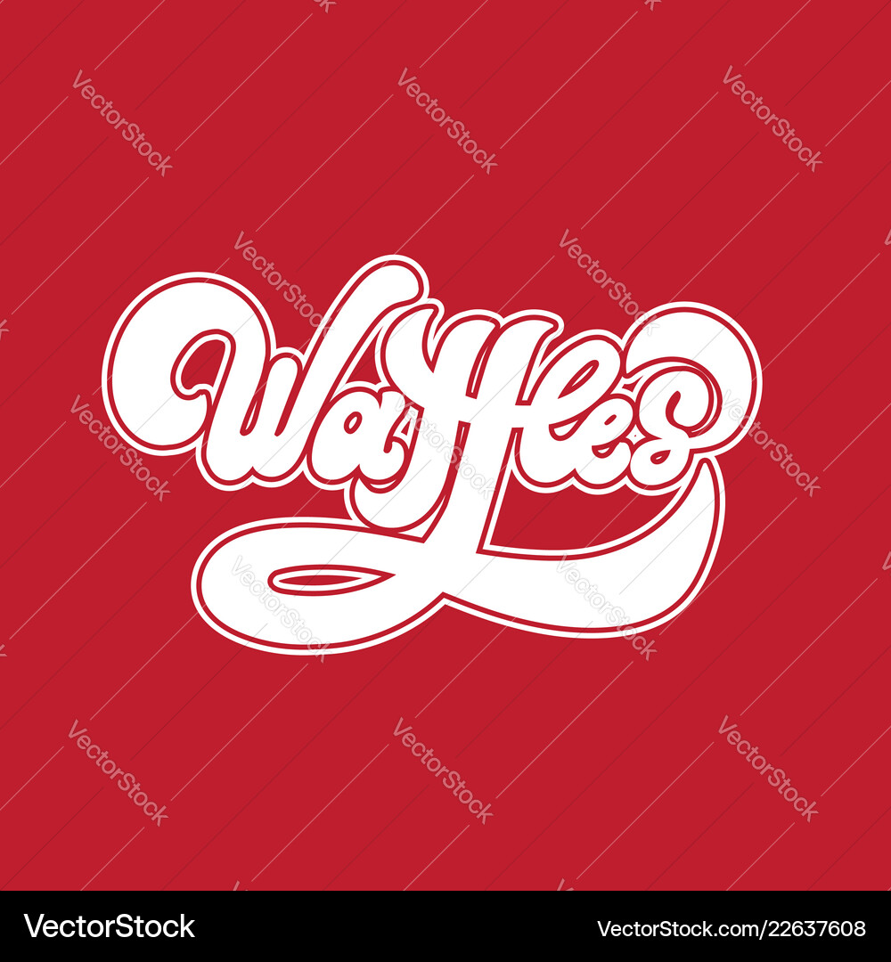 Waffles handwritten lettering made in 90s style Vector Image
