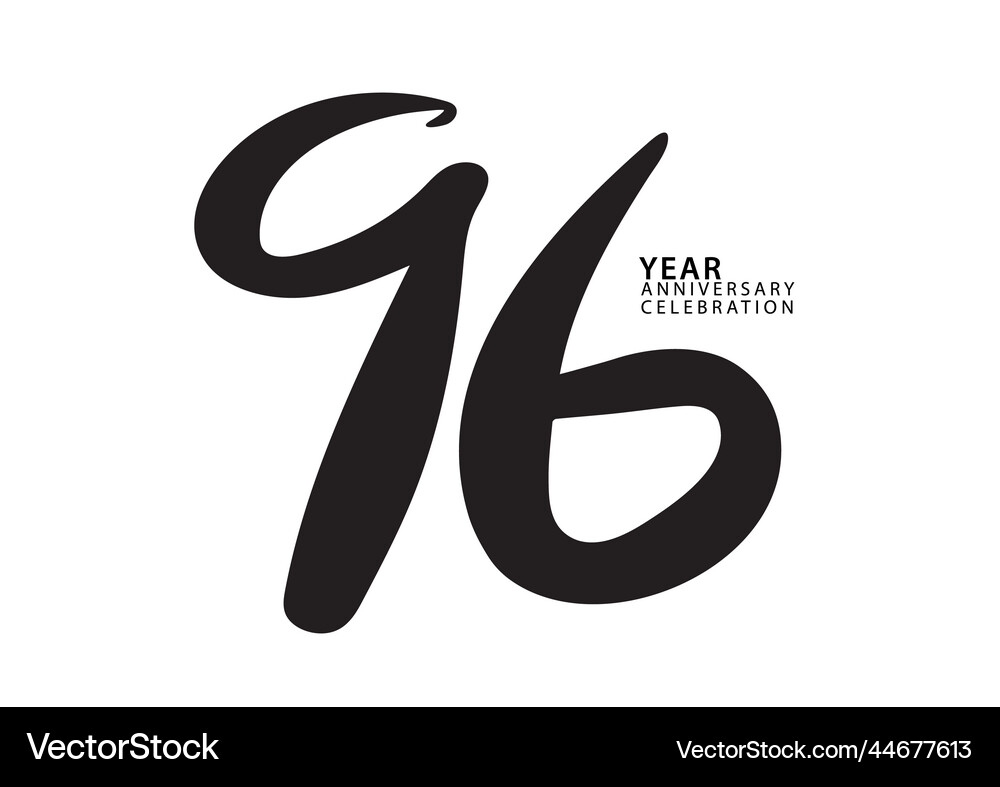 96 year anniversary celebration black color Vector Image