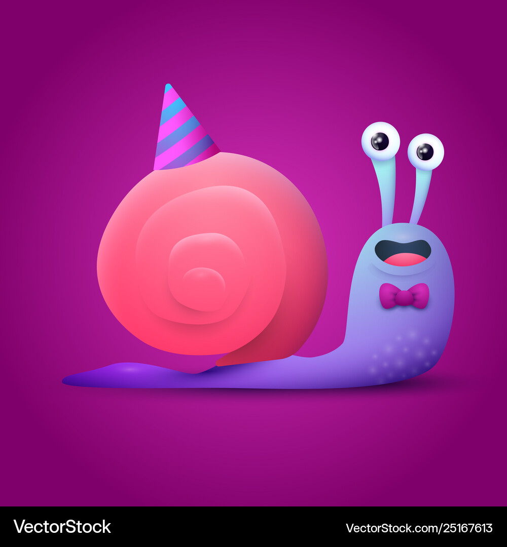 Birthday card with happy snail Royalty Free Vector Image