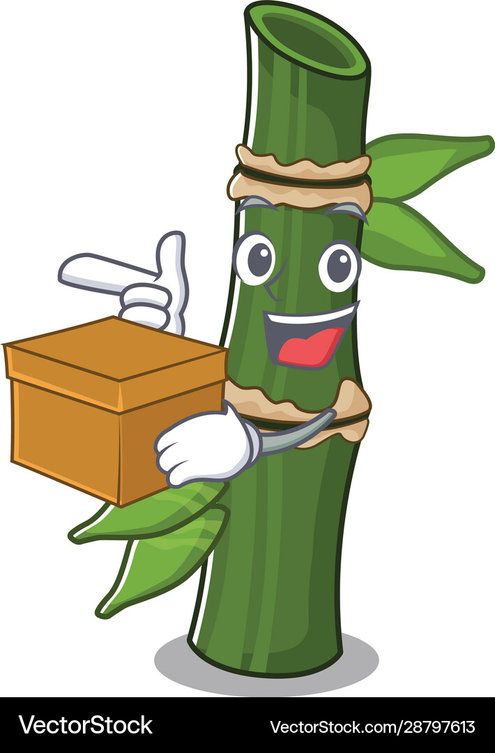 Cute bamboo cartoon character having in a box Vector Image