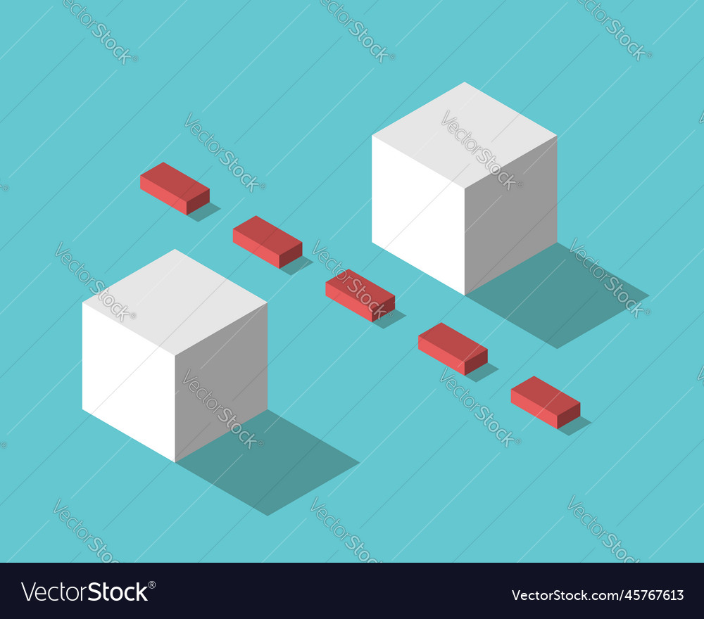 Isometric cubes boundary distancing Royalty Free Vector