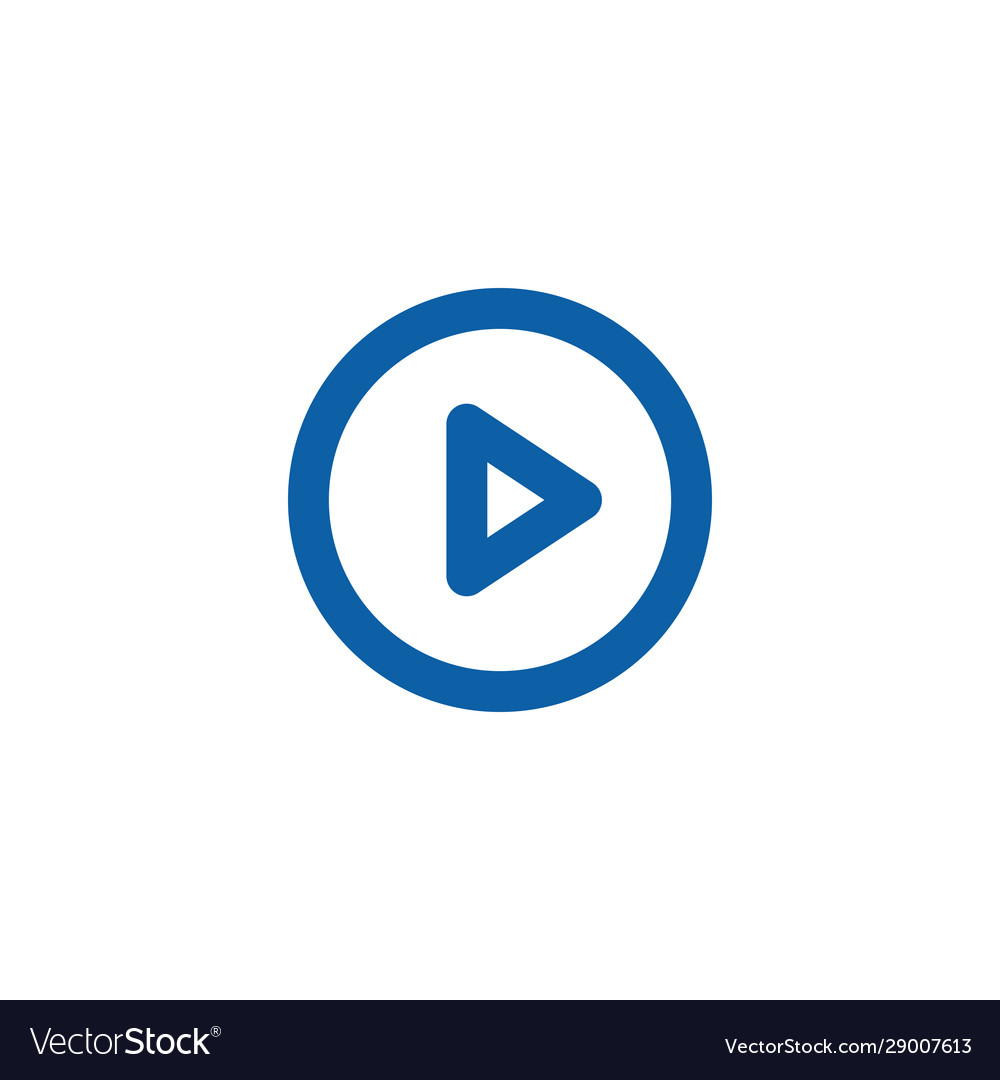 Play button icon outline flat round button Vector Image