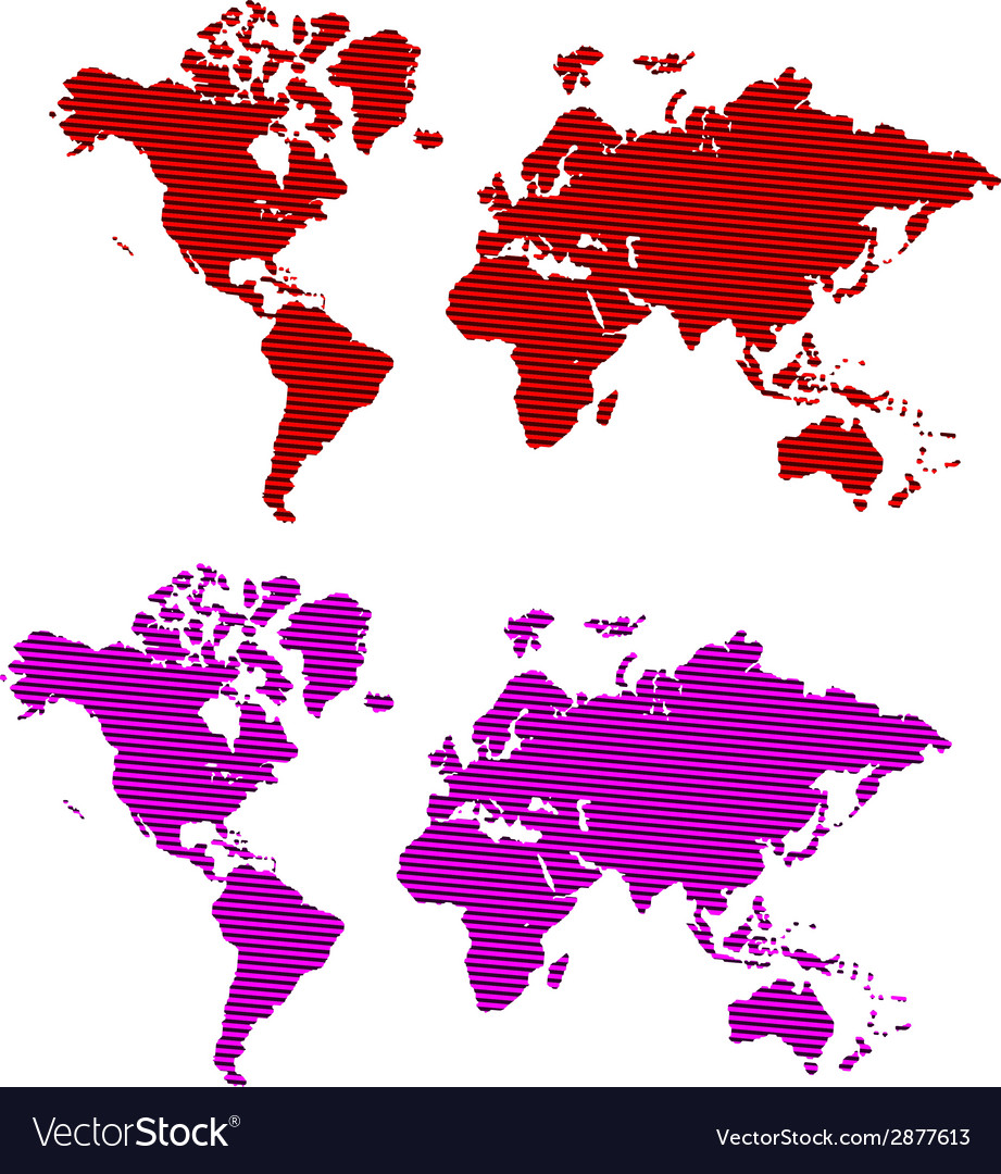 Striped world map Royalty Free Vector Image - VectorStock