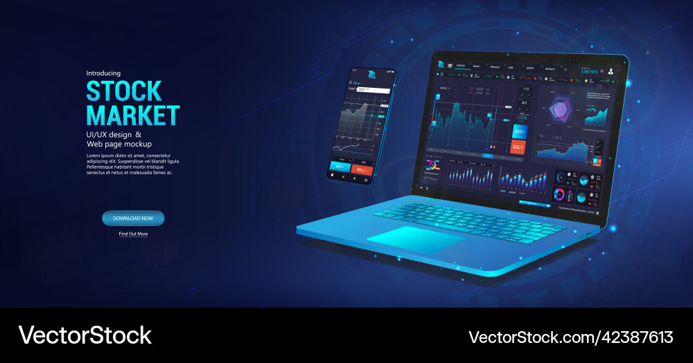 Web page trading platform for forex stock market Vector Image