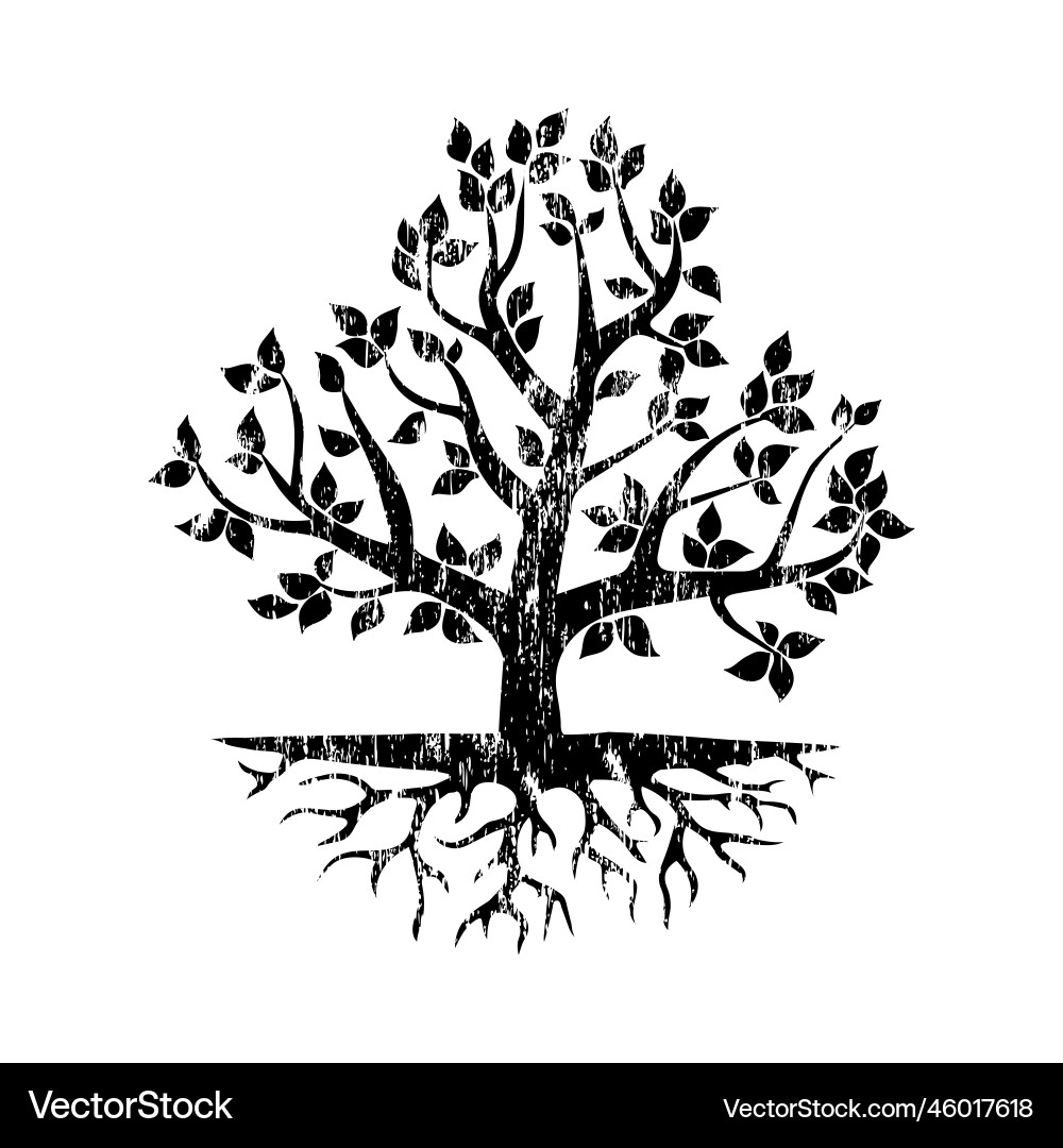 Abstract black leaves tree grunge symbol Vector Image