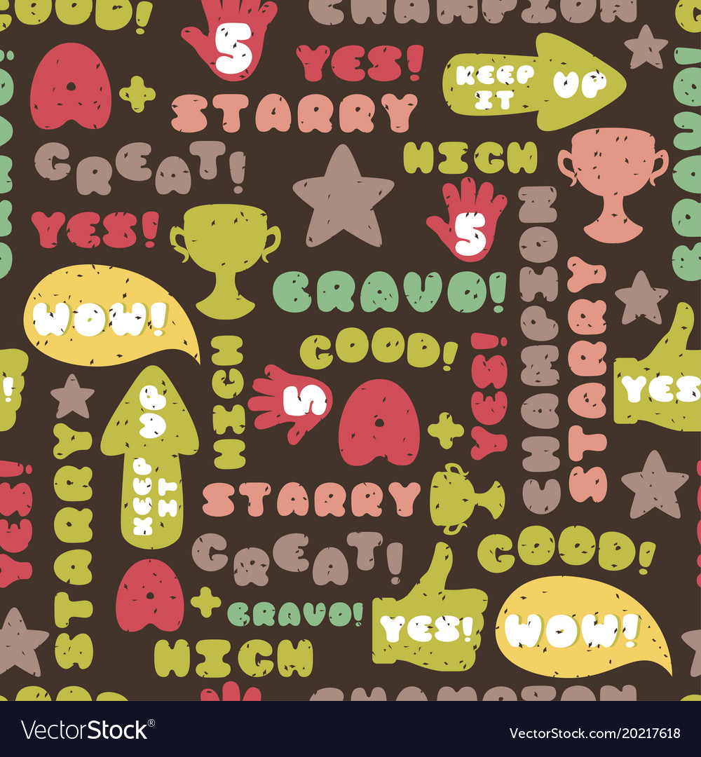 Achievement school labels seamless pattern Vector Image