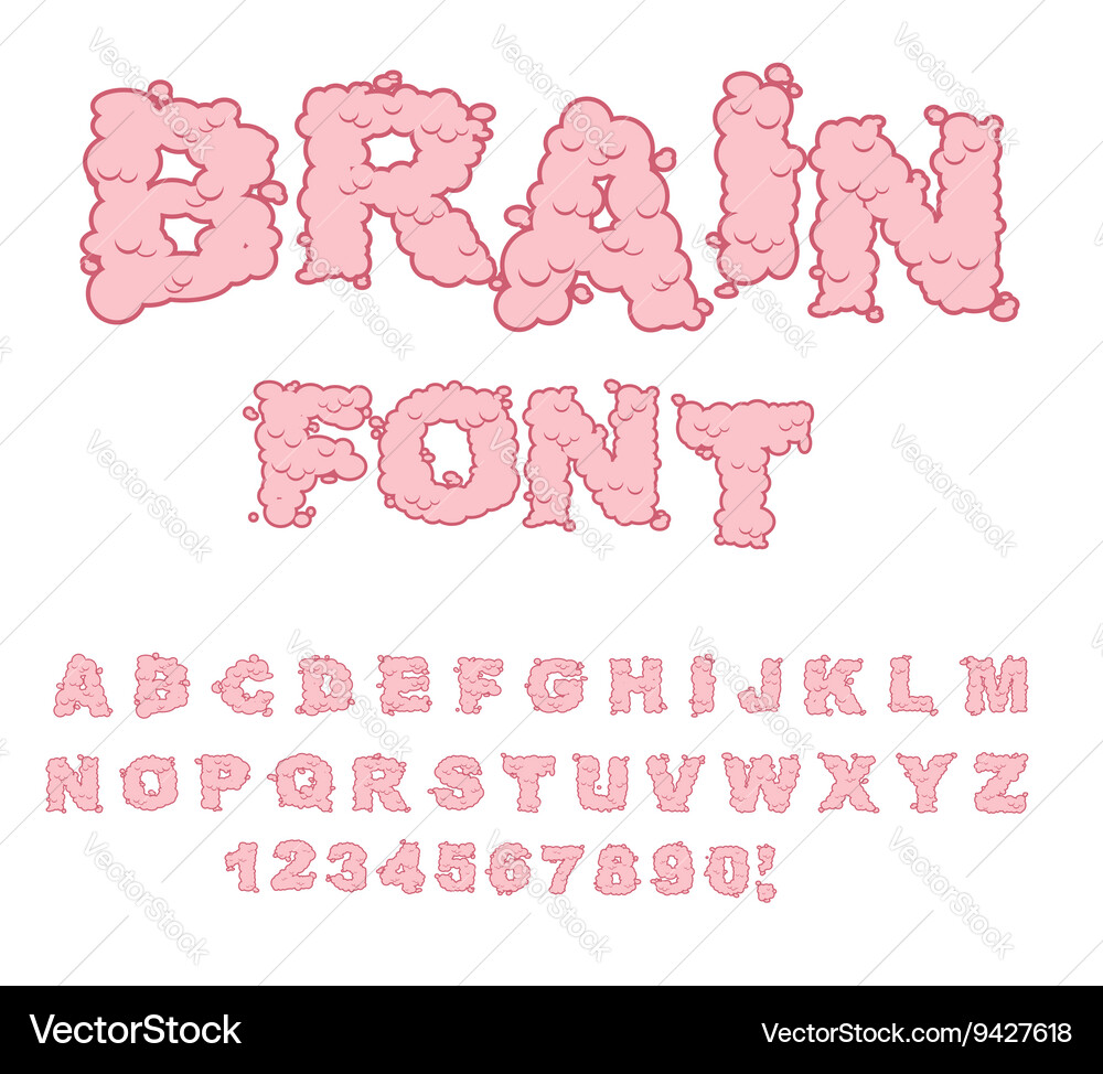 Brain font letters from central department human Vector Image