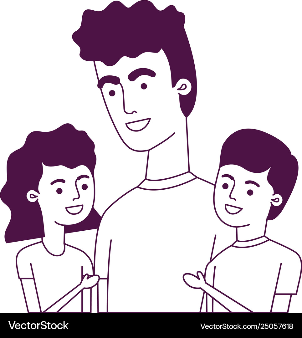 Father with children avatar character Royalty Free Vector