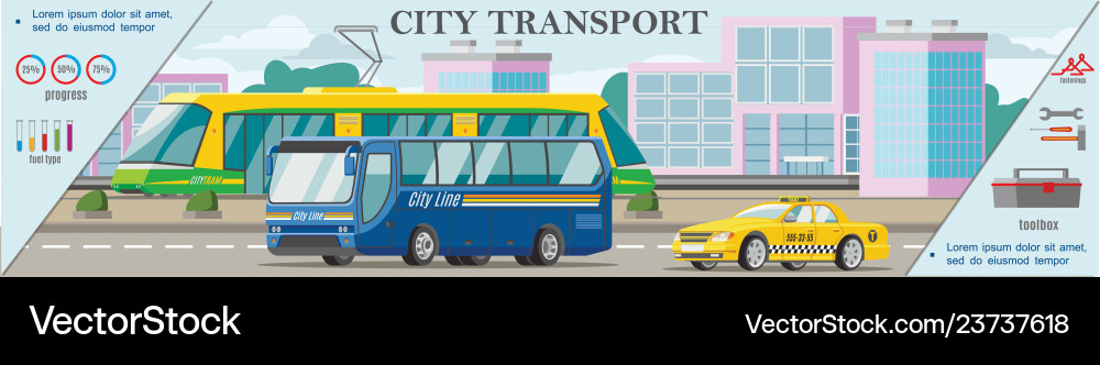 Flat urban transport colorful concept Royalty Free Vector