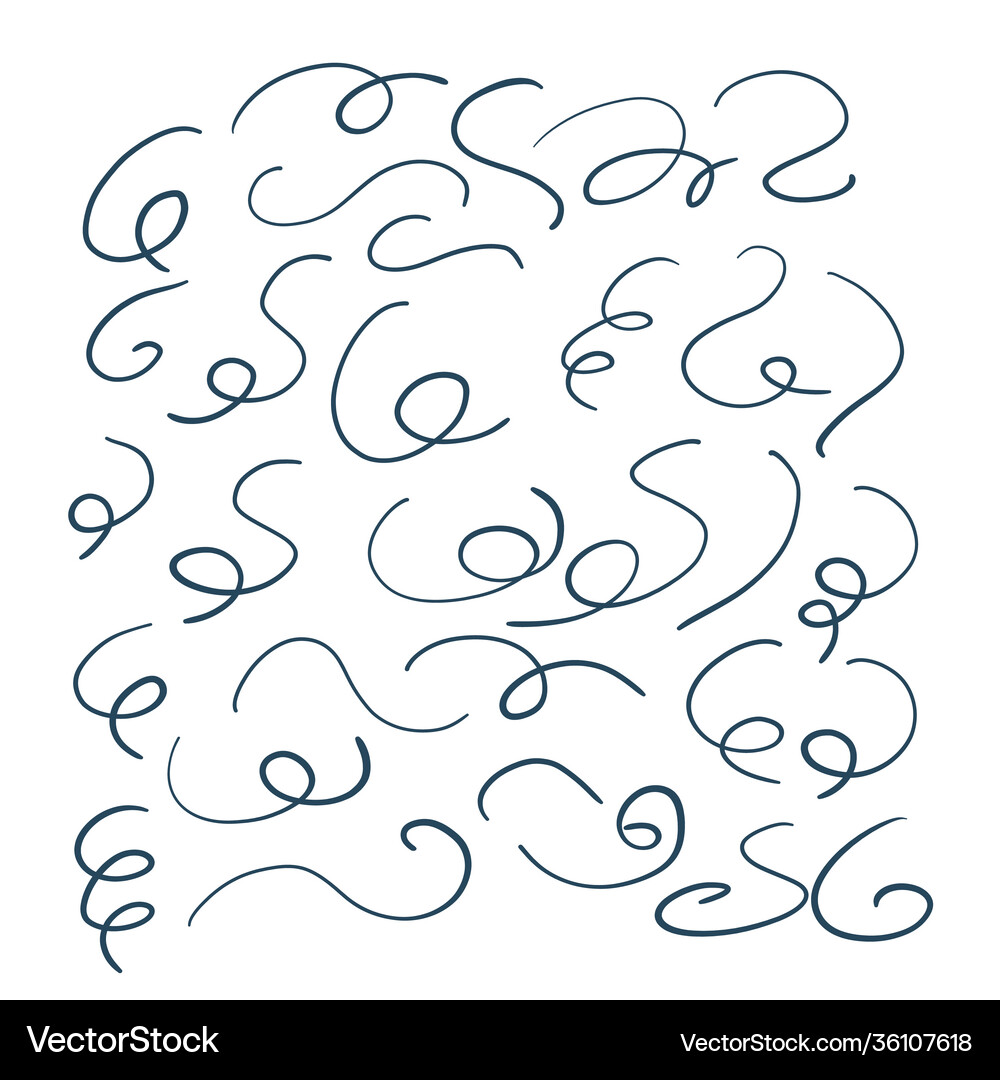 Hand drawn swirl shapes big set Royalty Free Vector Image