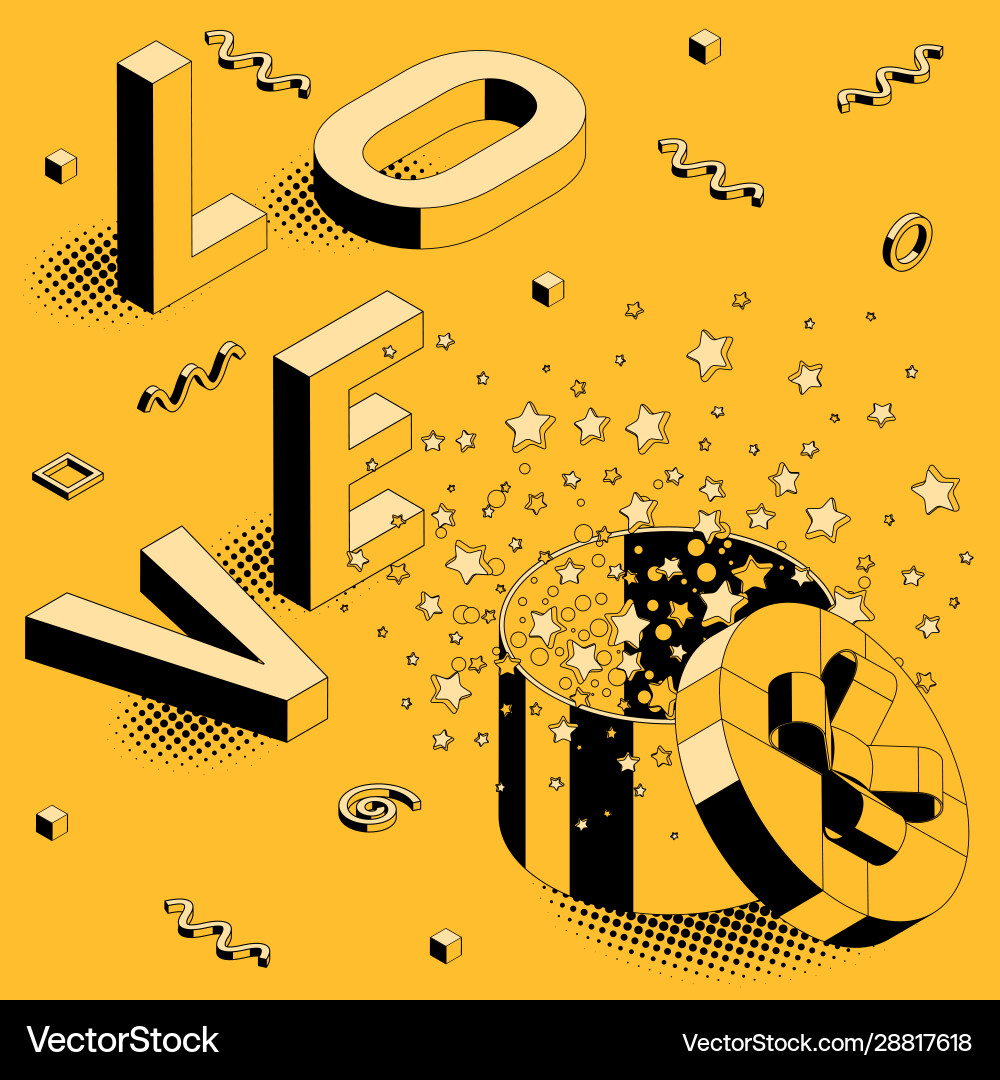 Isometric valentine concept Royalty Free Vector Image