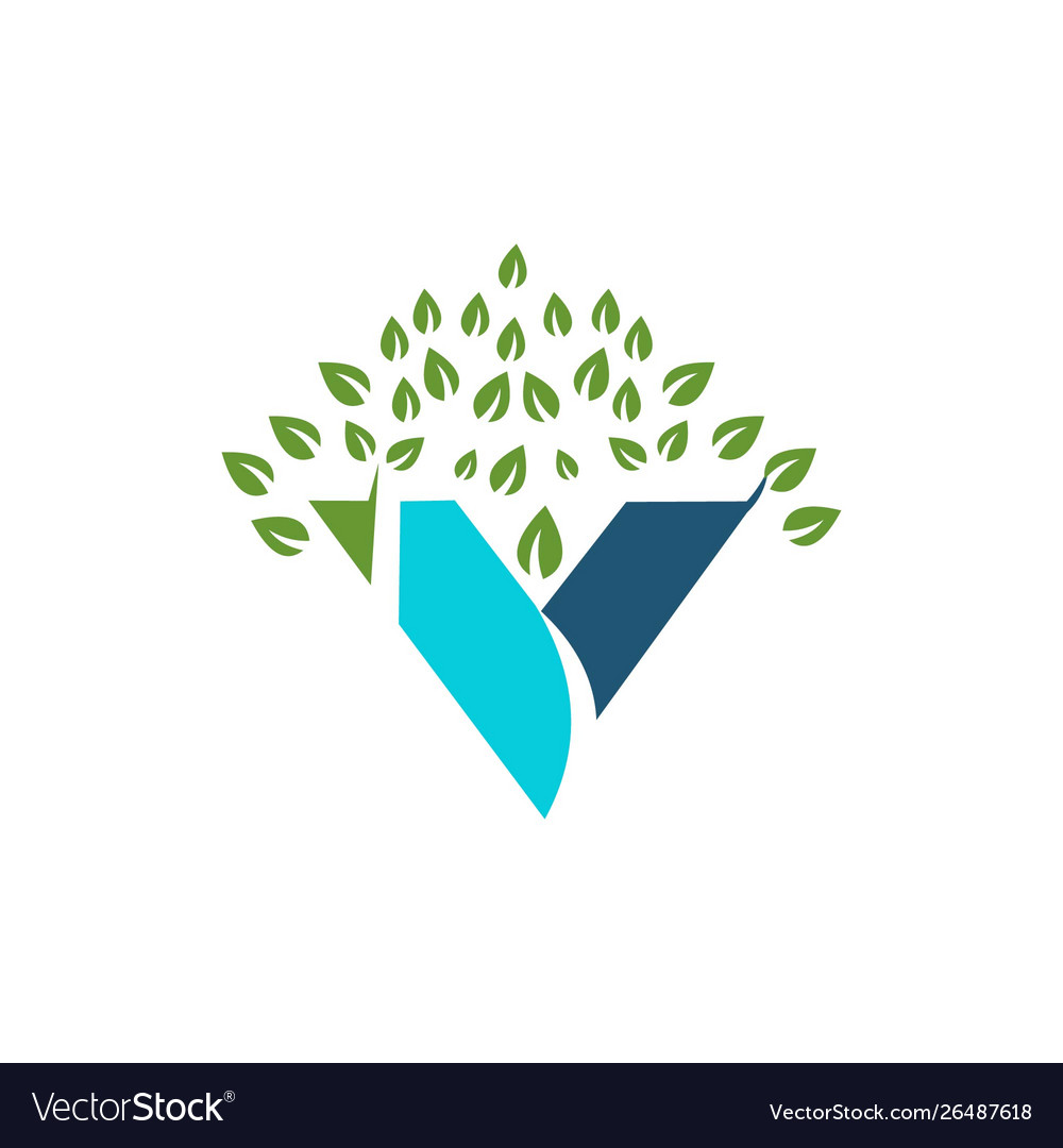 Leaf with initial logo template Royalty Free Vector Image