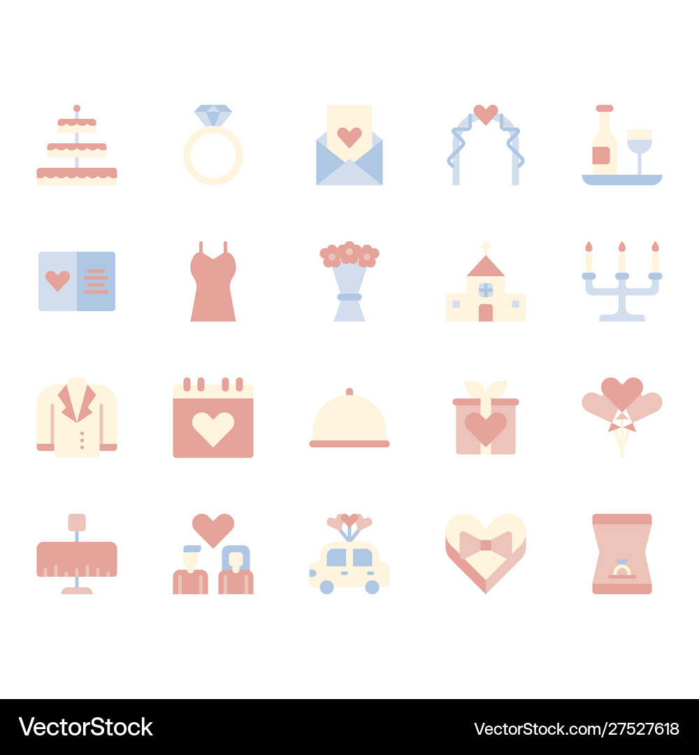 Love and wedding related icon set Royalty Free Vector Image