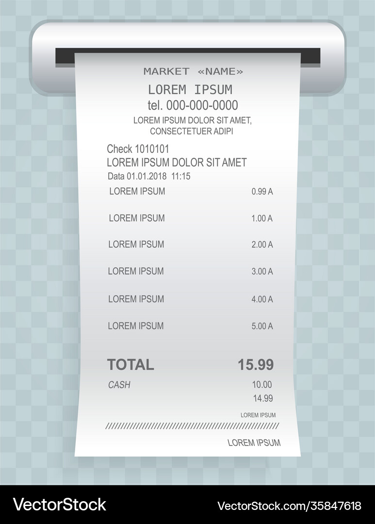 Payment check paper document poked out cash Vector Image