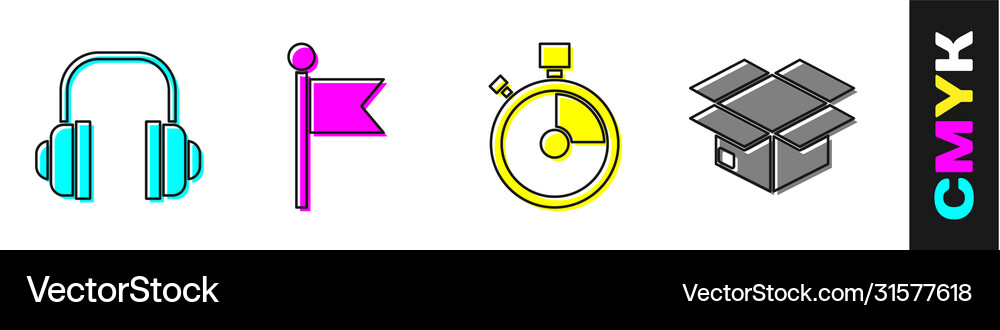 Set headphones location marker fast time Vector Image