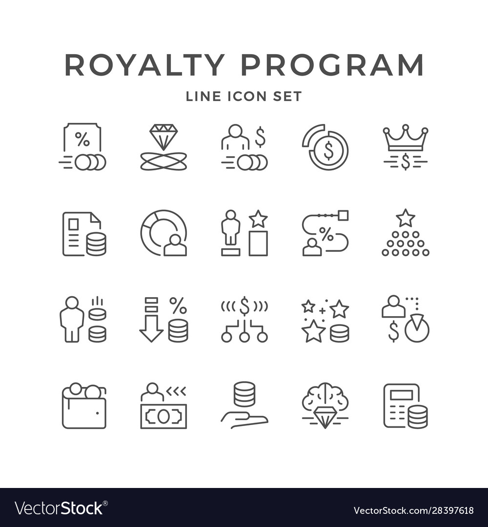 Set line icons royalty program Royalty Free Vector Image