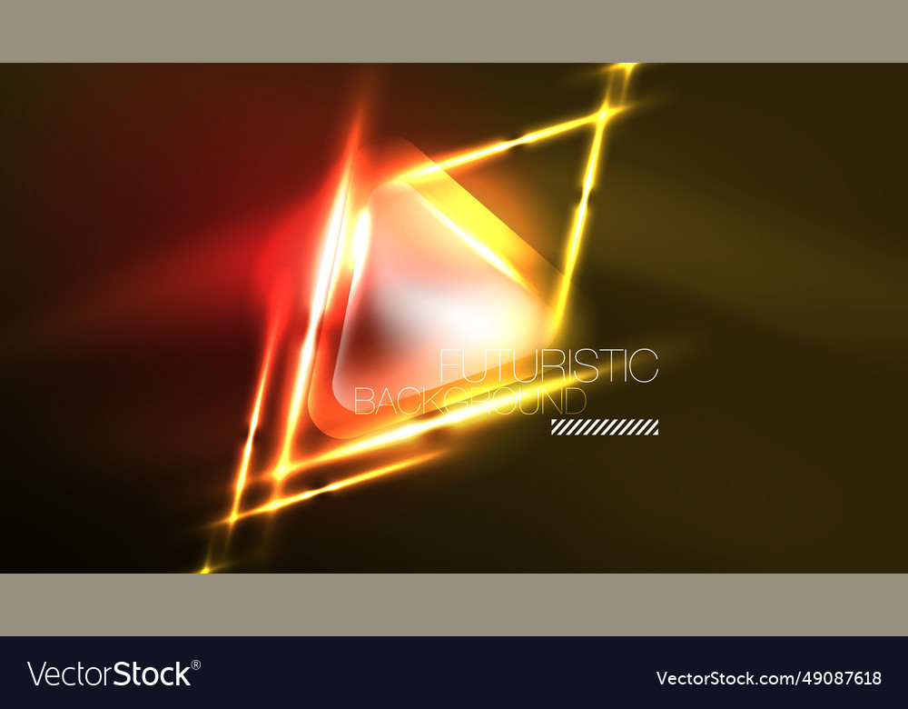 Techno neon triangles with light effects Vector Image