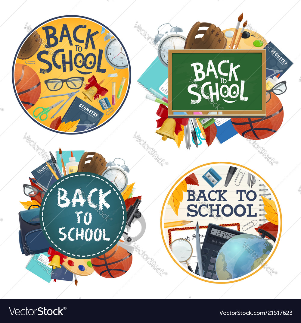 Back to school education stationery posters Vector Image