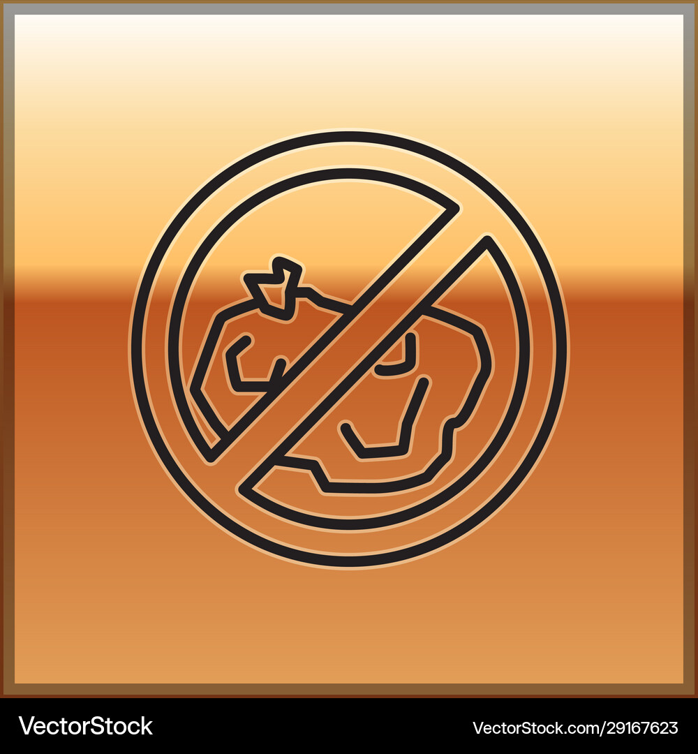 Black line no trash icon isolated on gold Vector Image