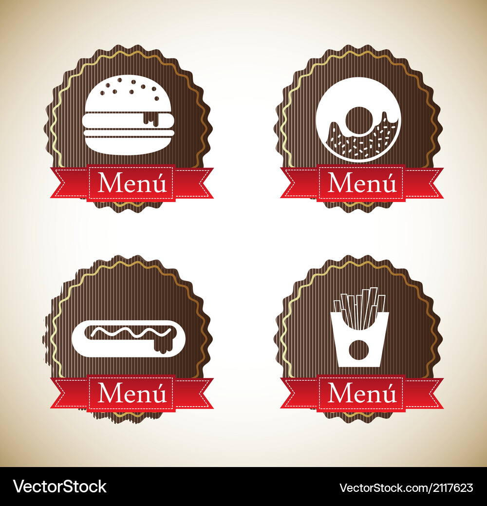 Food labels over vintage background Royalty Free Vector