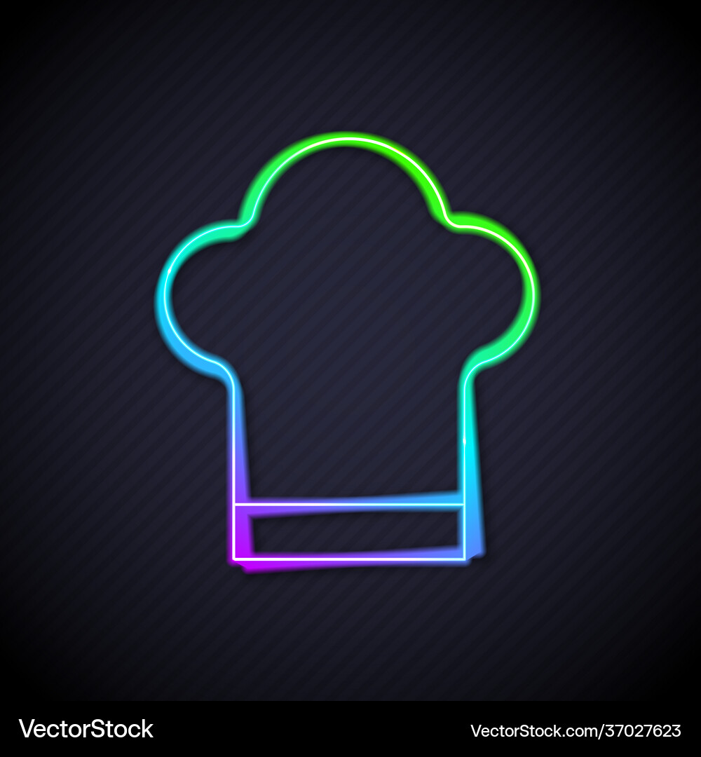 Glowing neon line chef hat icon isolated on black Vector Image