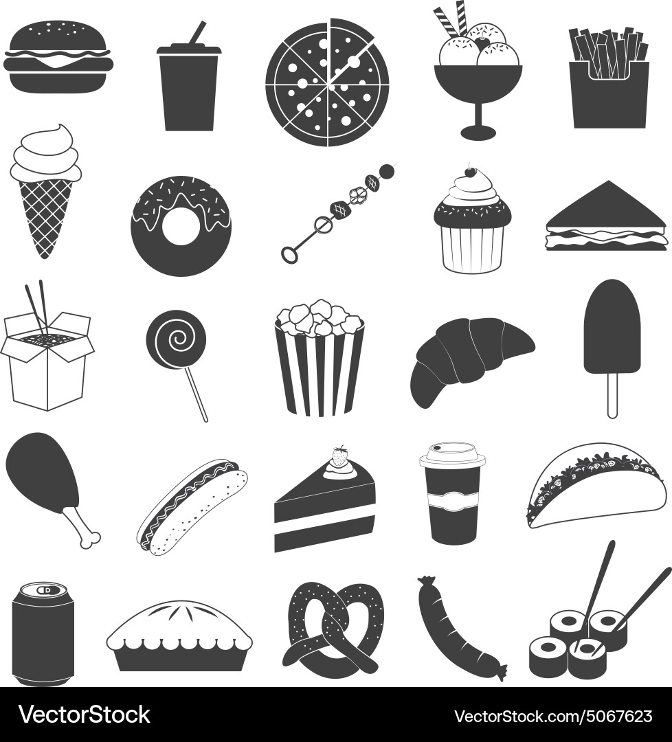 Junk food icons collection Royalty Free Vector Image