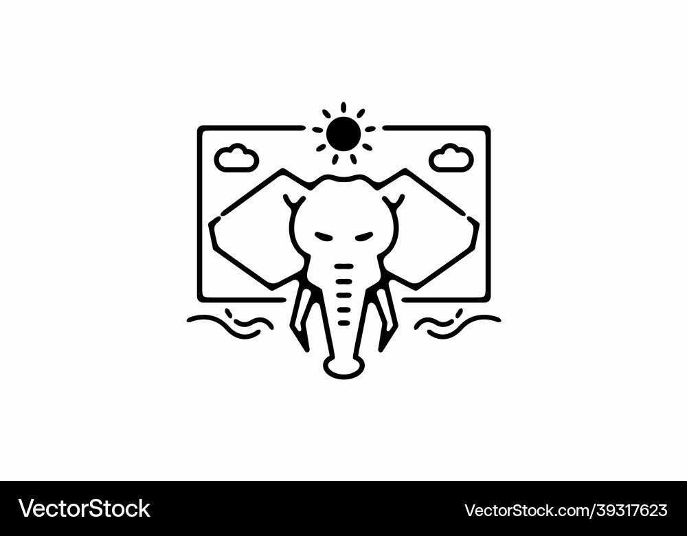 Line art of elephant Royalty Free Vector Image