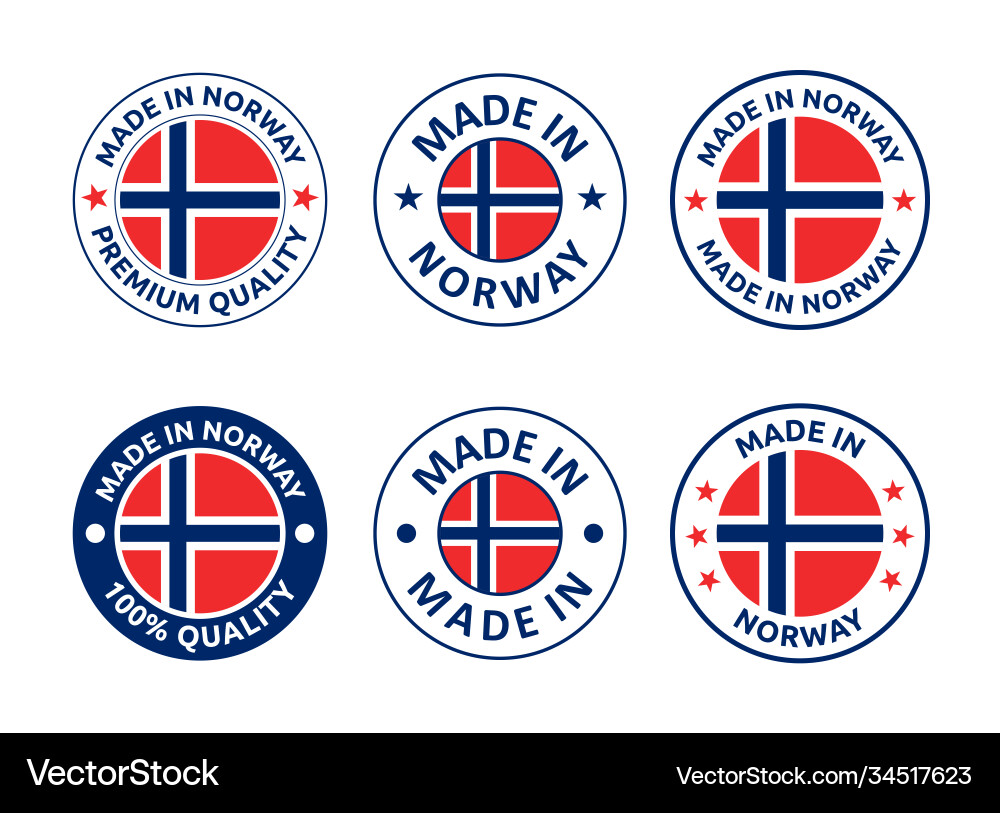 Made in norway labels set in kingdom Royalty Free Vector
