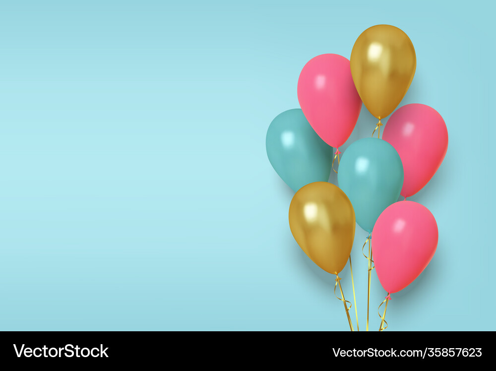 Realistic pink blue and gold Royalty Free Vector Image