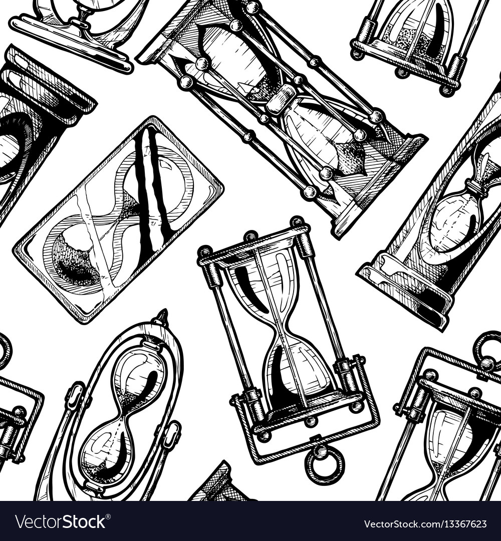 Seamless pattern with different hourglass Vector Image