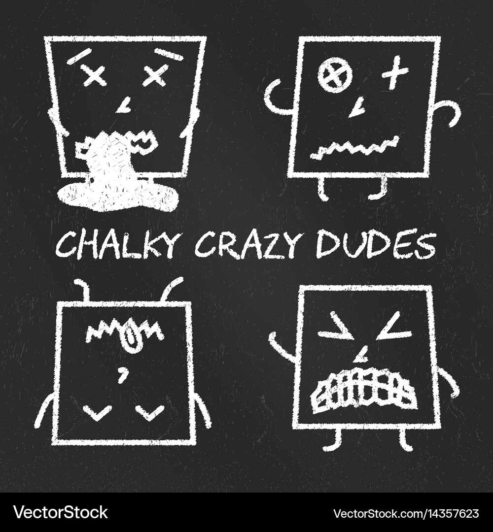 Set of chalk emoticons blackboard background Vector Image