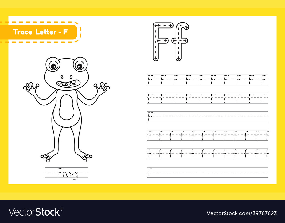 Trace letter f uppercase and lowercase alphabet Vector Image