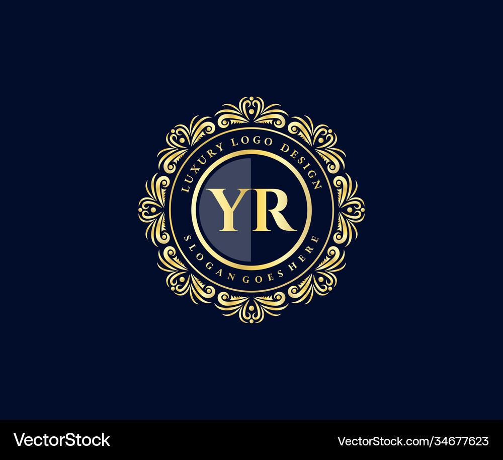 Yr initial letter gold calligraphic feminine Vector Image
